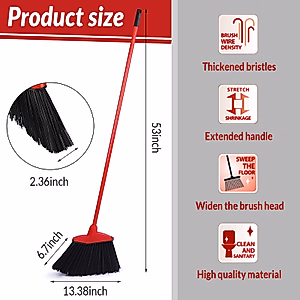 8 Pieces Broom Bulk Commercial Angle Broom Heavy Duty Indoor Outdoor Broom with Coated Metal Handle for Courtyard Garage Lobby Shop Home Kitchen Office Floor
