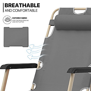 MoNiBloom Patio Folding Lawn Lounge Chairs Outdoor Lounger Camp Reclining Chair with Dilated Armrest and Adjustable Headrest for Poolside Backyard Beach, 330lbs Capacity