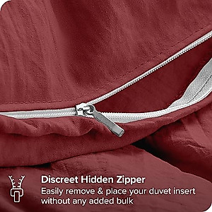 Bare Home Sandwashed Duvet Cover Full Size - Premium 1800 Collection Duvet Set - Cooling Duvet Cover - Super Soft Duvet Covers (Full, Sandwashed Rosewood)