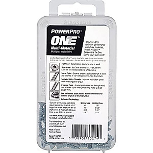 Power Pro Premium One Multi-Material Flat Head Screws, Zinc Plated Steel, Fasten in Wood, Metal, Concrete, Drywall and Plastic, Silver, #6 x 5/8 inch, Box of 50 Screws