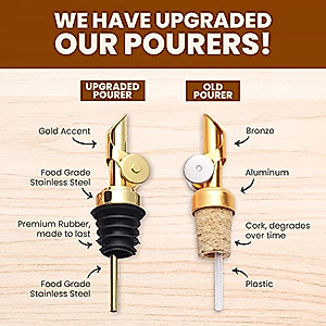 Molimoli Coffee Syrup Dispenser for Coffee Bar | Olive Oil Dispenser Bottle | Glass Syrup Bottle w. Pump | Glass Olive Oil Bottle - 2 Oil Bottles 350ml & 2 Syrup Bottles 500ml Gold