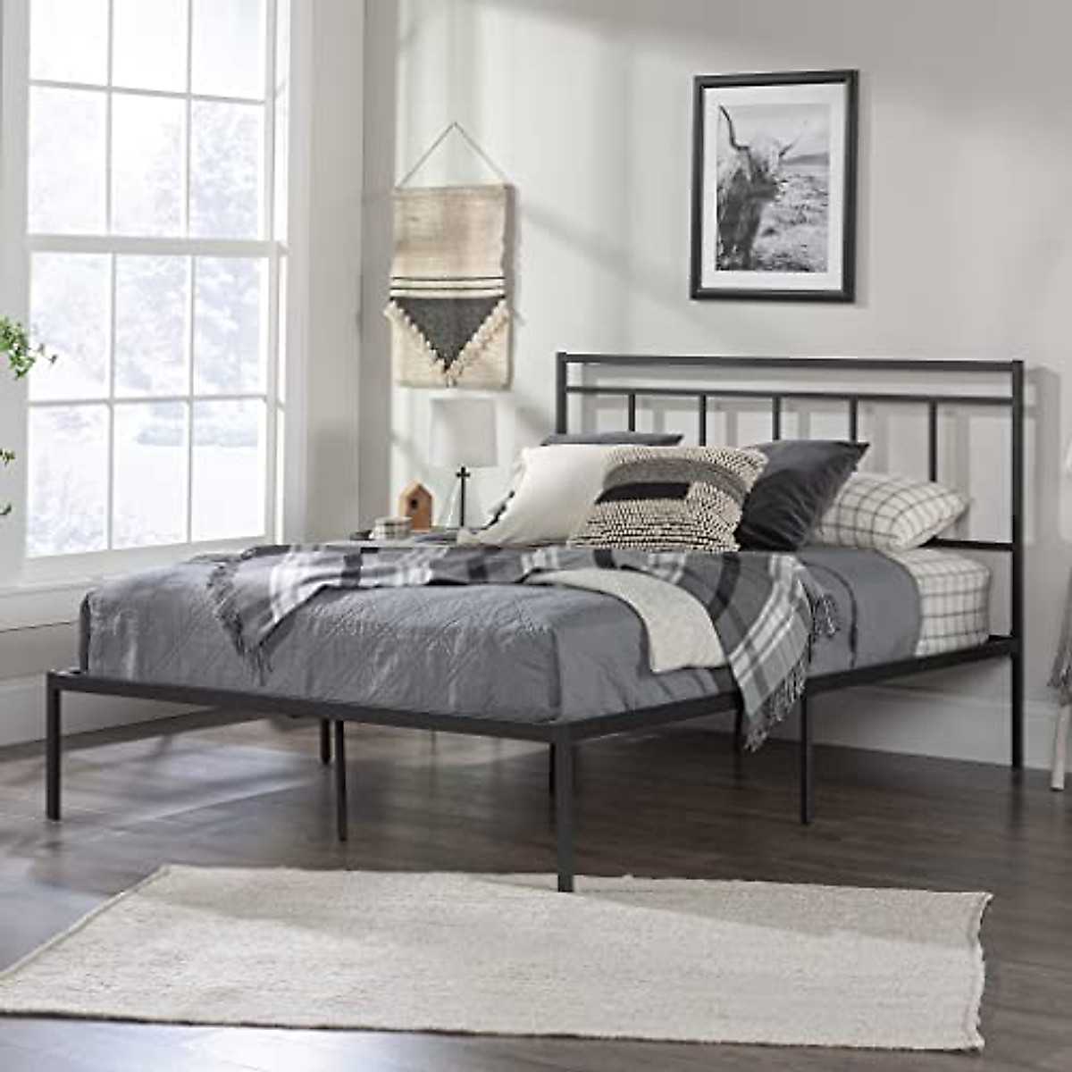 Sauder Cannery Bridge Queen Platform Bed, Black Finish