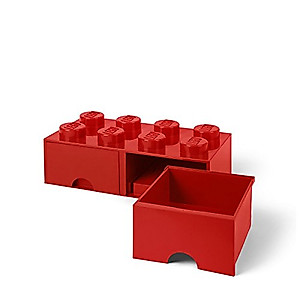 Room Copenhagen, LEGO Brick Drawer - Stackable Storage and Décor - Brick 8, Bright Red