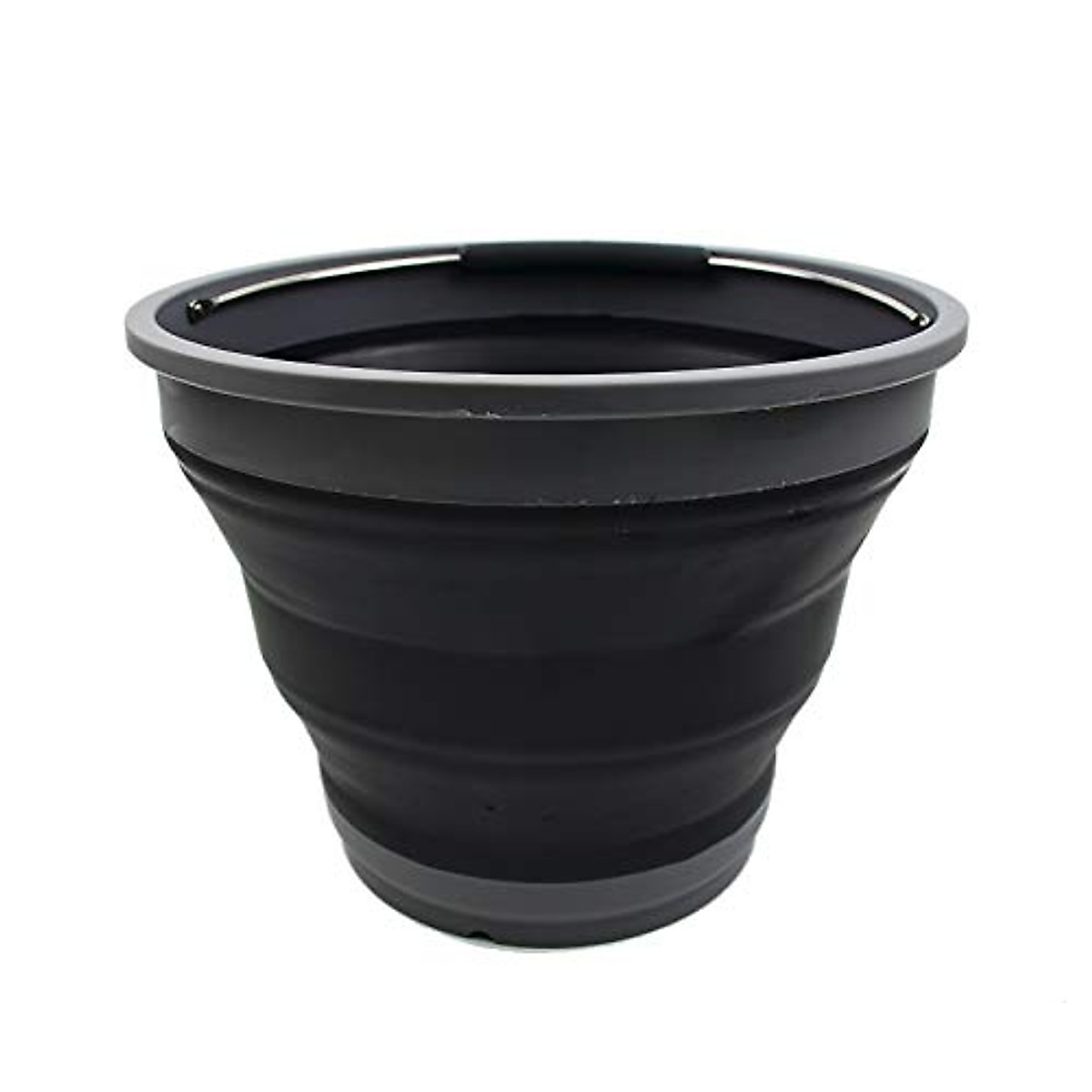 SAMMART 10L/2.6 Gallon Collapsible Plastic Bucket - Foldable Round Tub - Portable Fishing Water Pail - Space Saving Outdoor Waterpot, Size 31cm Dia (1, Grey/Black)