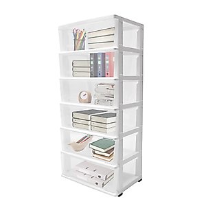 TOOL1SHOoo 6-Tier Metal Rolling Trolley Cart Kitchen Storage Organizer Shelf with 4 Wheels PP Rolling Utility Cart Storage Mobile Organization Holder Space-saving