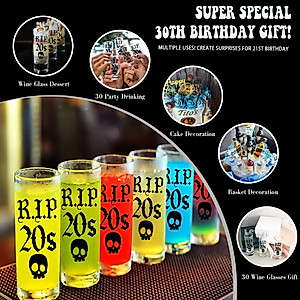 JUSTOTRY 30th Birthday Shot Glass - RIP 20s Birthday Gifts for Her 2oz Shot Glass Best 30 Birthday Decorations Gifts Ieda for Women 30 Decorations (black)