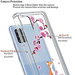 Ftonglogy Galaxy A71 5G Case Clear Flower Design Air Buffer TPU [Drop Proof] Slim Women Girls Pattern Protective Back Cover for Samsung Galaxy A71 5G (Fox)