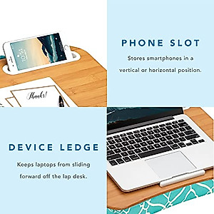 LapGear Designer Lap Desk with Phone Holder and Device Ledge - Aqua Trellis - Fits up to 15.6 inch Laptops - Style No. 45422