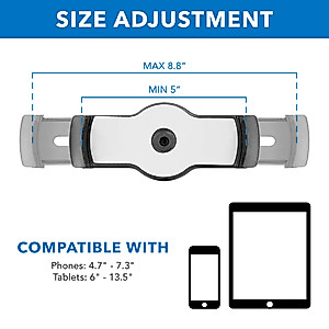 Mount-It! Adjustable iPad Wall and Counter Mount [Fits Screens 4.7" to 12.9"] 360 Degree Full Motion Rotation and Swivel Desktop Tablet and Phone Stand, Large Base, Holder Cabinet (Black)