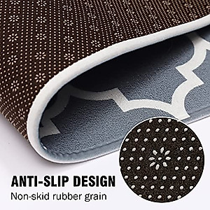 MAYHMYO 2 Piece Kitchen Rug Set Non-Slip Grey Kitchen Rugs and Mats Non Slip Washable, Soft Kitchen Rug Set for Kitchen Dining Room, Floor Home, Office, Sink, Laundry, 17"X48"+17"X28"