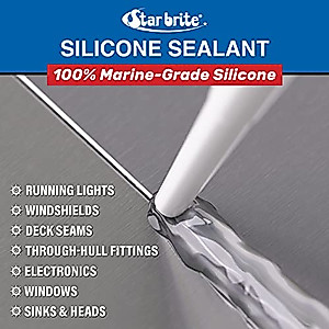 STAR BRITE Marine Silicone Sealant - Clear 10.1 Oz - Waterproof, Durable, UV Resistant, for Fiberglass, Metal, Wood, Glass, Ceramic & More (082122)