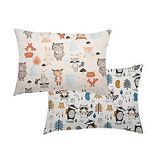 Travel Pillow Case Cover for Kids, 2 Packs 100% Cotton Baby Toddler Pillow Cover for Bedding, 14X20 Pillowslip Case for Sleeping Fits Pillows Sized 13x18 or 14x19