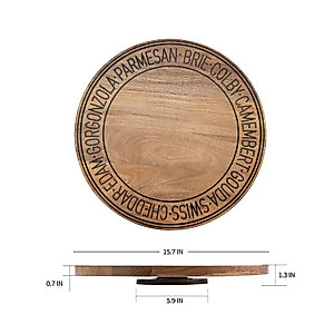 15" Acacia Wood Lazy Susan Organizer for Table - Wooden Lazy Susan Organizer for Cabinet - Kitchen Turntable Storage Food Bins Container for Pantry, Countertop Spice Rack