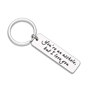 Best Christmas Funny Couples Keychain Gifts for Man Boyfriend Girlfriend Husband Wife Fiance Bridegroom You’re An Assh*le But I Love You Birthday Anniversary Wedding Valentines Day