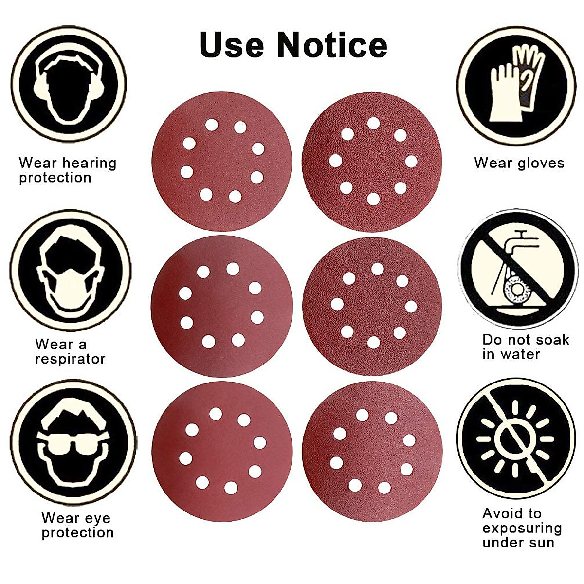 Viaky 80 Pcs 5 Inch 8 Holes Sanding Discs Pads Hook and Loop, Orbital Sander Replacement Pad, Round Sand Paper 40/60/100/120/180/240/320/400 Grits for Power Orbit Sanders