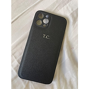 TMMMU Personalise Gold Silver Initial Letters PU Leather Case for iPhone 13 Pro Max 12 Pro Max 11 X XR 7 8 Plus SE 2020 Luxury Soft Covers (Black)