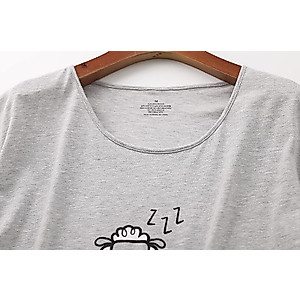 PNAEONG Women’s Pajama Set - Cotton-Blend Short-Sleeve Loose Top with Matching Capri Bottoms SY296-Lazy Sheep-M