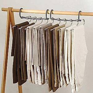 AIR&TREE 2 Pack Pants Hangers Space Saving,Anti-Rust Pants Organizer,Durable and Sturdy Installed Hangers for Pants Scarf Jeans Slack Trousers Ties Towels in Closet,5 in 1(Gray)