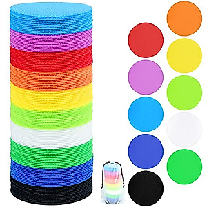 EAONE 120 Pack Carpet Dot, Colorful Hook and Loop Classroom Circle Spots 4'' Circles Nylon Markers for Social Distance Teachers Students Group Kindergarten Activity (10 Colors)