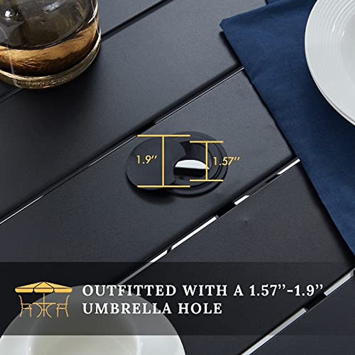 VICLLAX All Weather Patio Dining Set Includes 42" Round Patio Table and 4 Outdoor Swivel Wicker Chairs for Lawn Garden, Patio Table and Chairs Set, Outdoor Dining Set for 4, Black Table