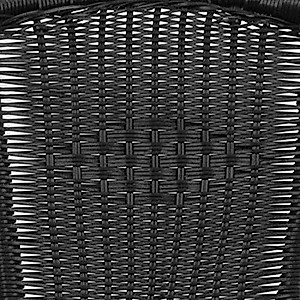 Flash Furniture Lila Modern Rattan Indoor/Outdoor Stackable Dining Chairs, Stacking Rattan Bistro Chairs for Patio or Restaurant, Set of 4, Black