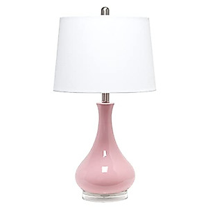 Elegant Designs LT3312-RPK Ceramic Genie Tear Drop Shaped Glossy Table Lamp, Rose Pink