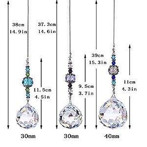H&D HYALINE & DORA Clear Crystal Prism Ball Rainbow Maker Window Prisms Suncatcher,Pack of 3