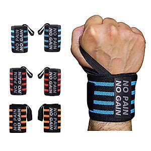 6 Pieces Wrist Wraps Wrist Straps Wrist Braces Wrist Support Compression Bands with Thumb Loops for Weightlifting, Working Out, Carpal Tunnel Relief, Workout, Weight Lifting, Men & Women (18")