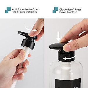 Shampoo and Conditioner Bottles, Segbeauty 2 Pack 16.9oz Refillable Shampoo Bottles, 500ml Labeled Clear Shower Bottles Refillable, Large Empty Plastic Bathroom Soap Lotion Shampoo Dispenser with Pump