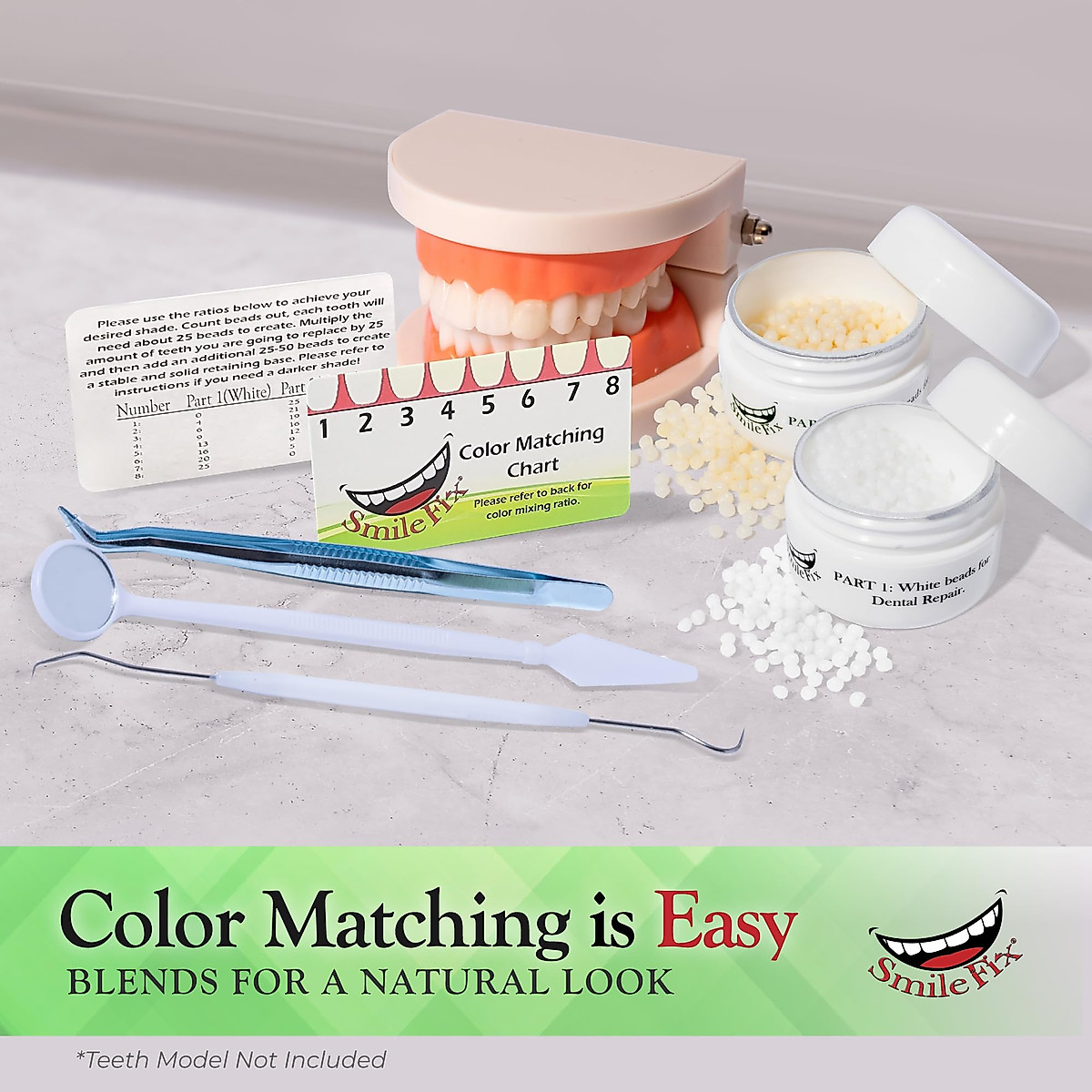 SmileFix Deluxe Dental Repair Kit - Color Matching Compound - Includes Tools - Missing Or Damaged Teeth - Fix Gaps, Broken Teeth - Durable Tooth Repair - Fast & Easy Process