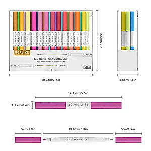 REALIKE Dual Tip Pens for Cricut Maker 3/Maker/Explore 3/Air 2/Air, Dual Tip Marker Pens Set of 36 Pack Fine Point Pen Writing Drawing Accessories for Cricut Machine (0.4 Tip & 1.0 Tip)
