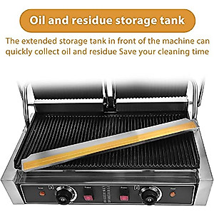 Commercial Sandwich Panini Press,110V 3600W Countertop Panini Grill,Non-Stick Full Grooved Plates Panini Press Grill,Temperature Control 122°F-572°F Electric Sandwich Maker for Hamburgers Steaks