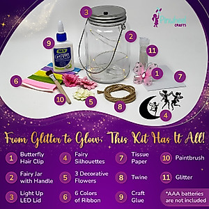 Arts and Crafts for Kids Ages 8-12: Fairy Jar Kit – Make Your Own Fairy Lantern Night Light – Birthday Gift for Girls - Crafts for Girls