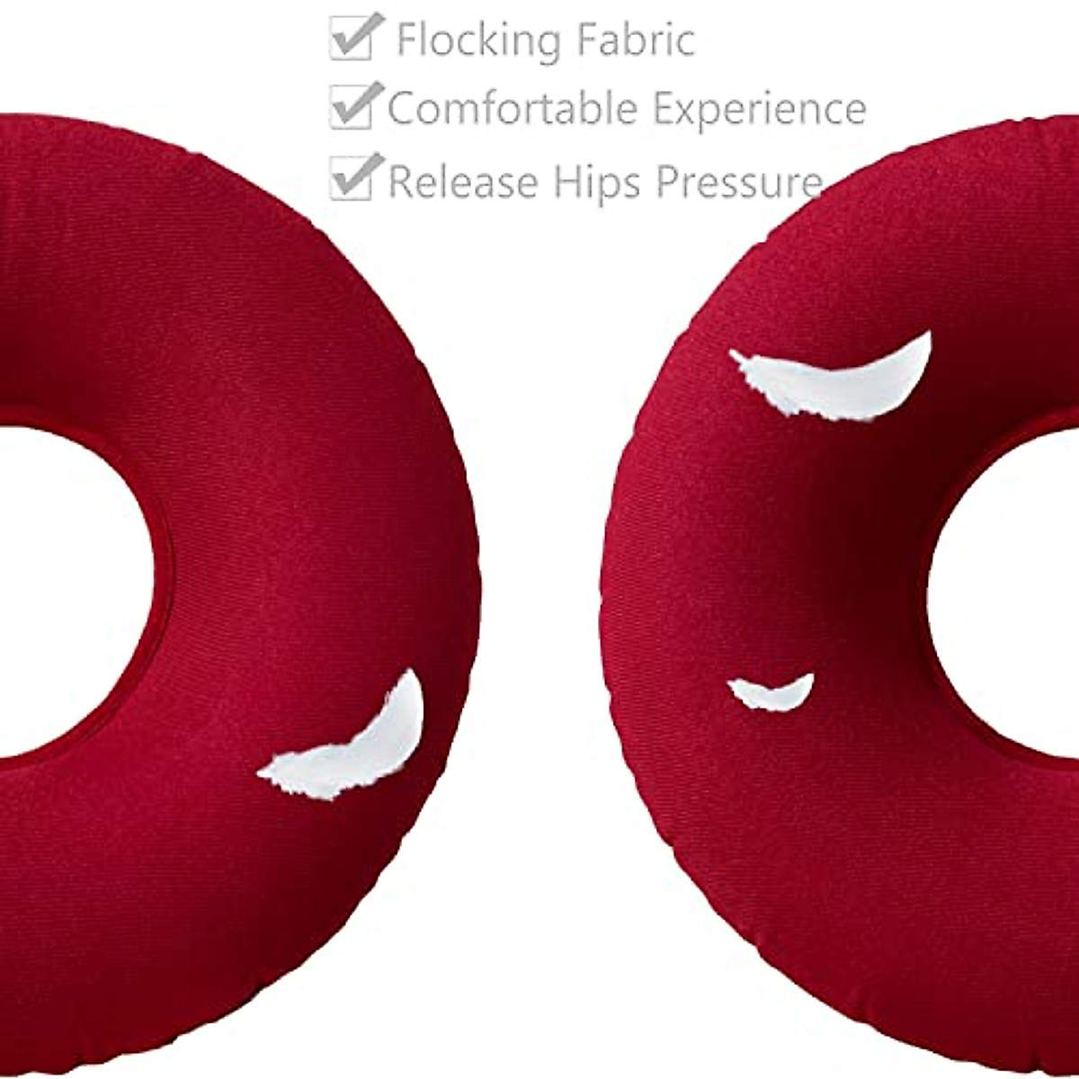 Shineyid Donut Pillow for Tailbone Pain, Inflatable Donut Cushion Seat with A Pump, Hemorrhoid Seat Cushion, Round Wheelchairs Seat Cushion for Office Chair, Car or Home (15" Red)