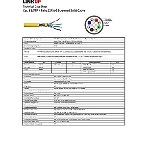 LINKUP - [GHMT & DSX8000 Certified] Cat8 Ethernet Patch Cable S/FTP 22AWG Double Shielded Solid Cable | 2000MHz 2GHz 40Gbps | 5th-Gen Ethernet LAN Network 40G Structure Wires |Yellow| 1 M (3.3ft)
