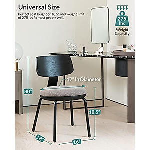 STARWAY Dining Chairs, Set of 2, Mid Century Modern Upholstered Chairs with Solid Wood Back & Sturdy Metal Legs, Modern Style Side Chairs Accent Chairs for Home, Bistro, Coffee Shops, 18.5", Black