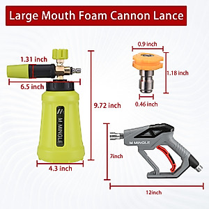 M MINGLE Pressure Washer Extension Wand, High Pressure Washer Gun Snow Foam Lance