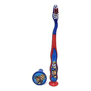 Firefly Nickelodeon Paw Patrol Kids Toothbrushes with Suction Cup and Toothbrush Cap - for Girls 3+ yrs. (2 Count (Pack of 1), Blue)
