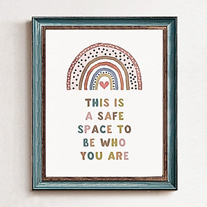 This Is A Safe Space To Be Who You Are, Boho Classroom Decor, Classroom Poster, Teacher Gifts, Classroom Decor, Classroom Signs For Walls, School Counselor Wall Decor, Unframed (8X10 INCH)