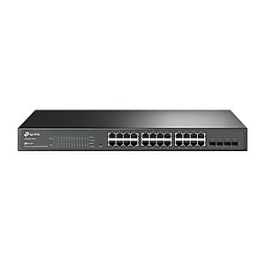 TP-Link 24 Port Gigabit Switch | Smart Managed Switch w/ 4 SFP Slots | Rackmount | Limited Lifetime Protection | Support L2/L3/L4 QoS, IGMP and Link Aggregation | IPv6 and Static Routing (T1600G-28TS)