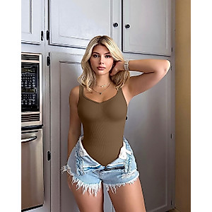 OQQ Women's 3 Piece Bodysuits Sexy Ribbed Sleeveless Shapewear Tank Tops 2025 Summer Leotard Black Coffee White