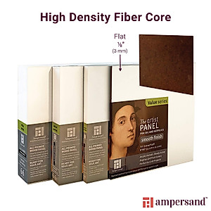 Ampersand Art Supply Wood Gesso Artist Painting Panel: Primed Smooth, 18" x 24", 1/8" Flat Profile