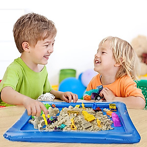 Play Sand for Kids, 3lbs Magic Sand, Building Castle Sand Molds Tools, Construction Trucks, Construction Toys and Signs, Sand Tray and Storage Bag, 43PCS Sandbox Toys Set for Toddlers Kids Boys Grils