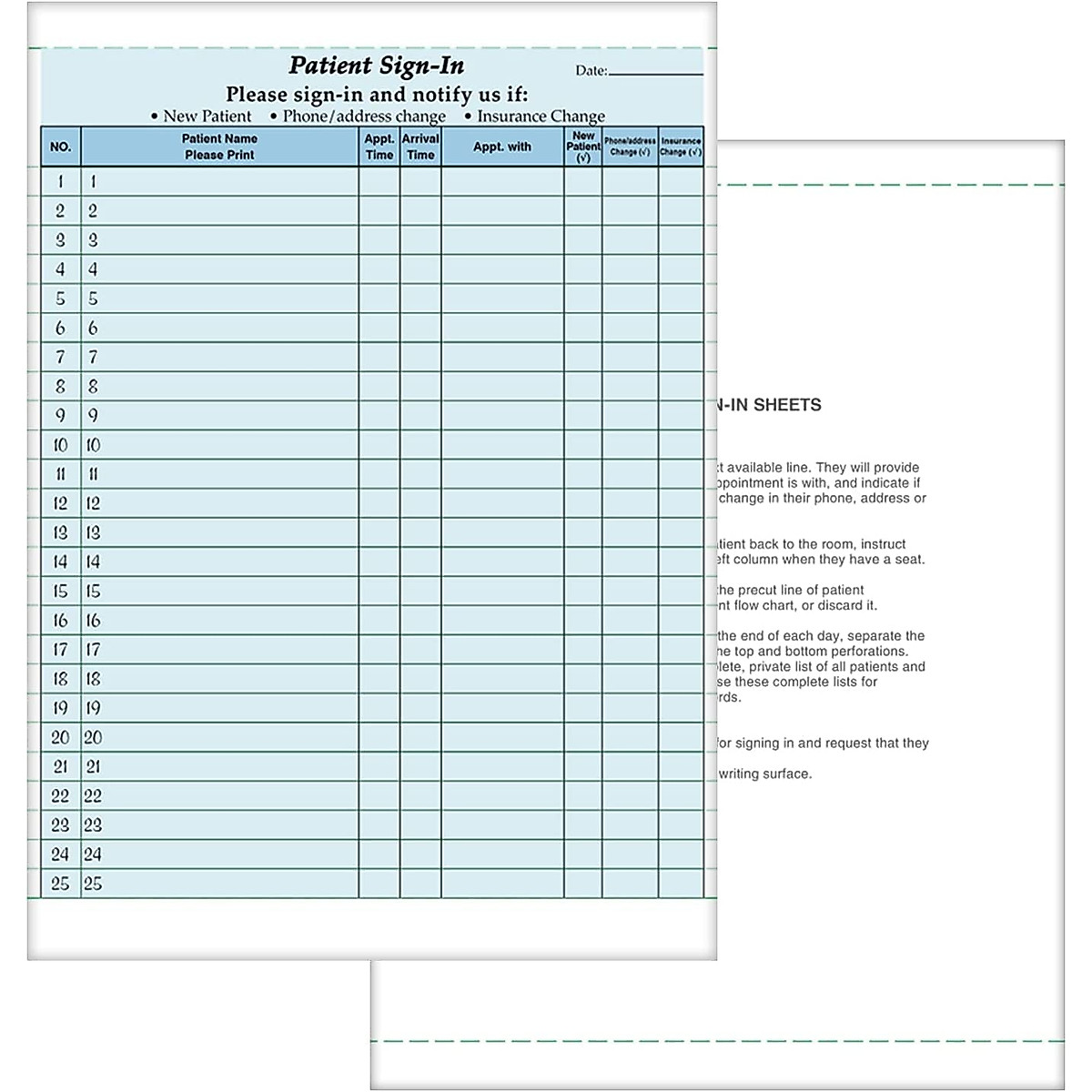 NCR Carbonless 3 Part Patient Sign in Sheets HIPAA Approved and Compliant for Confidentiality in All Medical Offices