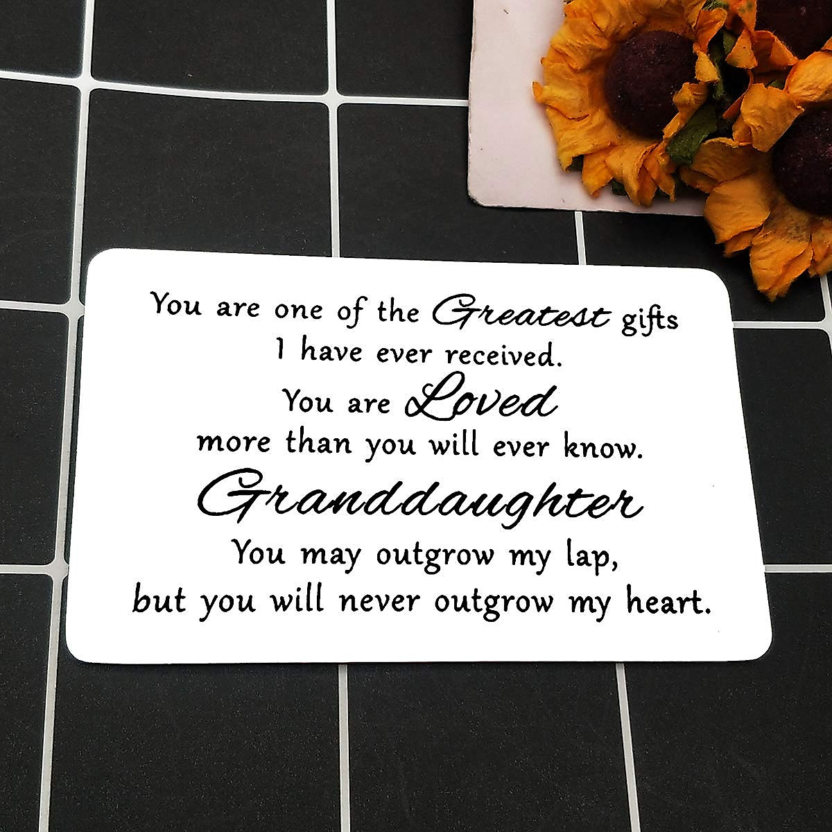 To My Granddaughter Gifts from Grandma Grandpa Gift Cards for Granddaughter Great Granddaughter Birthday Card, Laser Engraved Stainless Steel Wallet Card Love Note Insert Card Gift for Granddaughter