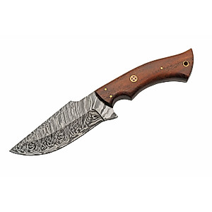 Damascus Steel Drop Point | Wood Handle 9.5" Hunting Knife