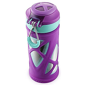 Zulu Echo BPA-Free Vacuum Insulated Stainless Steel Water Bottle with Flip Straw, Purple, 12 oz.