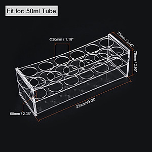 MECCANIXITY 12-Well Acrylic Test Tube Rack Holder Lab Stand 30mm Hole Diameter Clear for Lab Tube 50ml