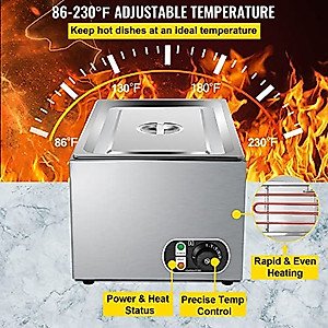 Stainless Steel Commercial Food Warmer with 27 Qt Full-Size Pan and Precise Temperature Control