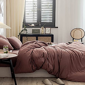 DONEUS Brick Red Duvet Cover Queen Size, 100% Jersey Knit Duvet Cover Set Solid Red Bedding Set Luxury Soft Comforter Cover 3 Pieces with Zipper Closure, 1 Duvet Cover 90x90 inches and 2 Pillow Cases